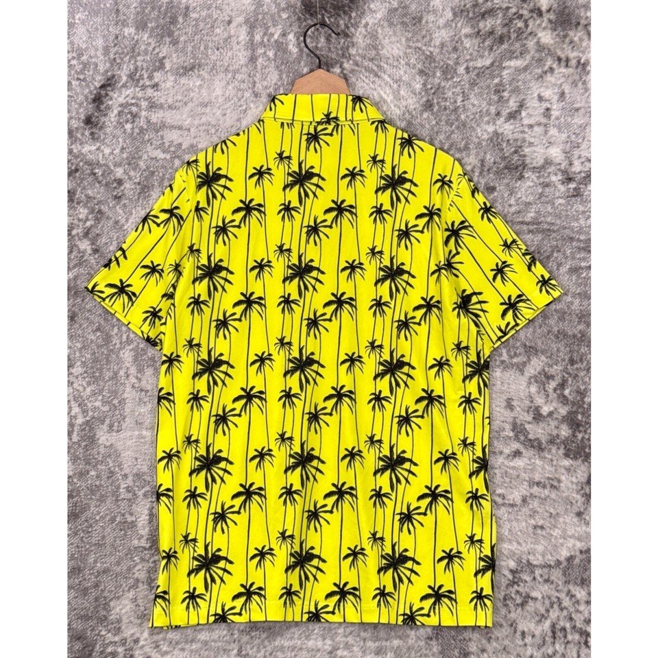 Sunday Swagger Polo Shirt Medium Mens Neon Yellow Palm Tree Performance ...