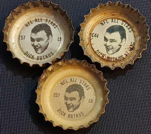 Lot Vintage 1966 DICK BUTKUS Soda Bottle Caps Tab Fresca Coke Chicago ...