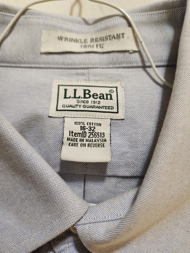 Mens Size 16 X 32 Light Blue L.L. Bean Cotton Button Down Long Sleeve ...