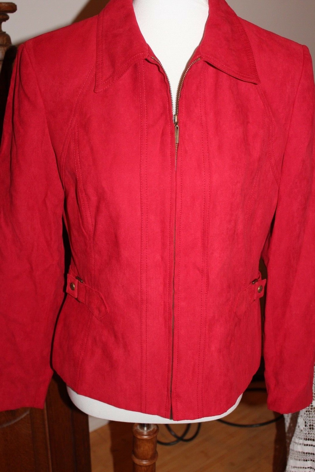 Women's CONRAD C Collection Red Mole Skin Zip Up Lined Jacket Blazer Sz ...