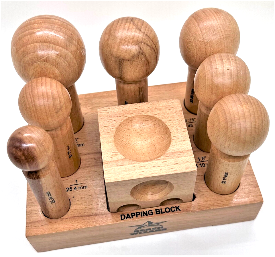 7 Sizes Large Wooden Dapping Block & Punches Set Wood Forming Jewelry ...