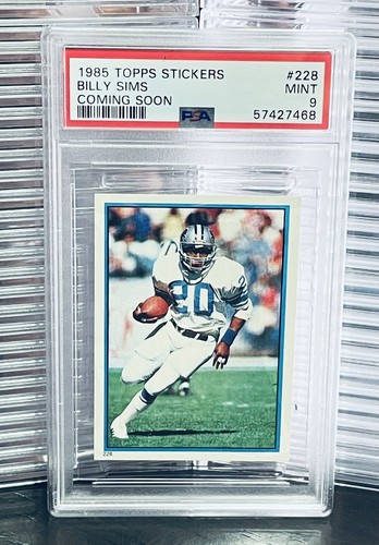Billy Sims 1985 Topps Stickers Football Card #228 PSA 9 MINT LOW POP 13 ...