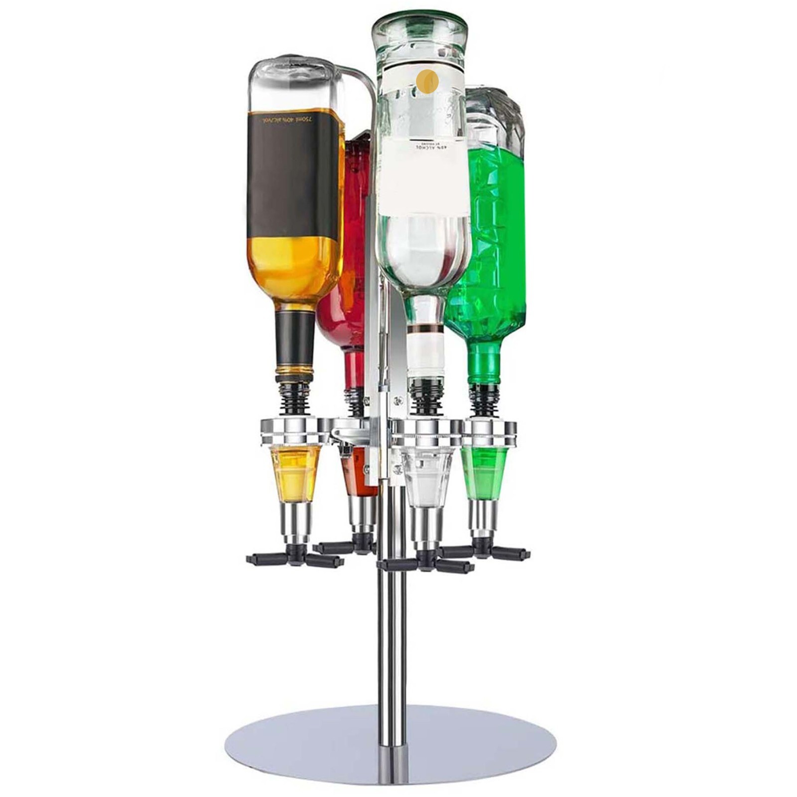 4 Bottle Rotary Stand Optic Drink Dispenser Party Metal Bar Butler ...