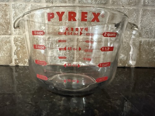 VTG PYREX 8-Cup Clear Glass Measuring Cup #564 Red Lettering 64 oz USA ...