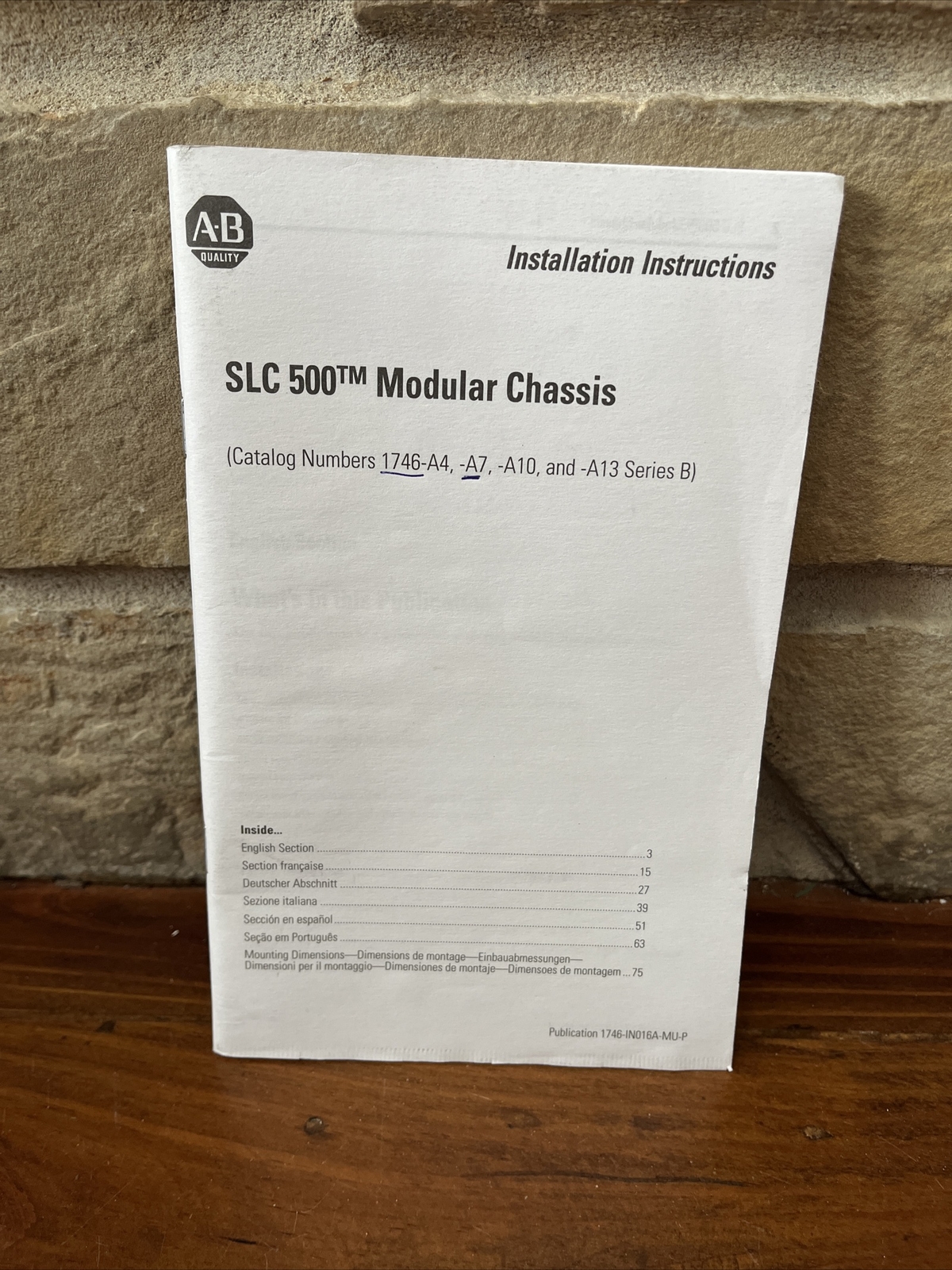 Allen Bradley 1746-IN016A-MU-P SLC 500 Modular Chassis Installation ...