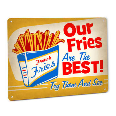 French Fries SIGN for Hamburger Stand Diner Kitchen Snack Food Plaque ...
