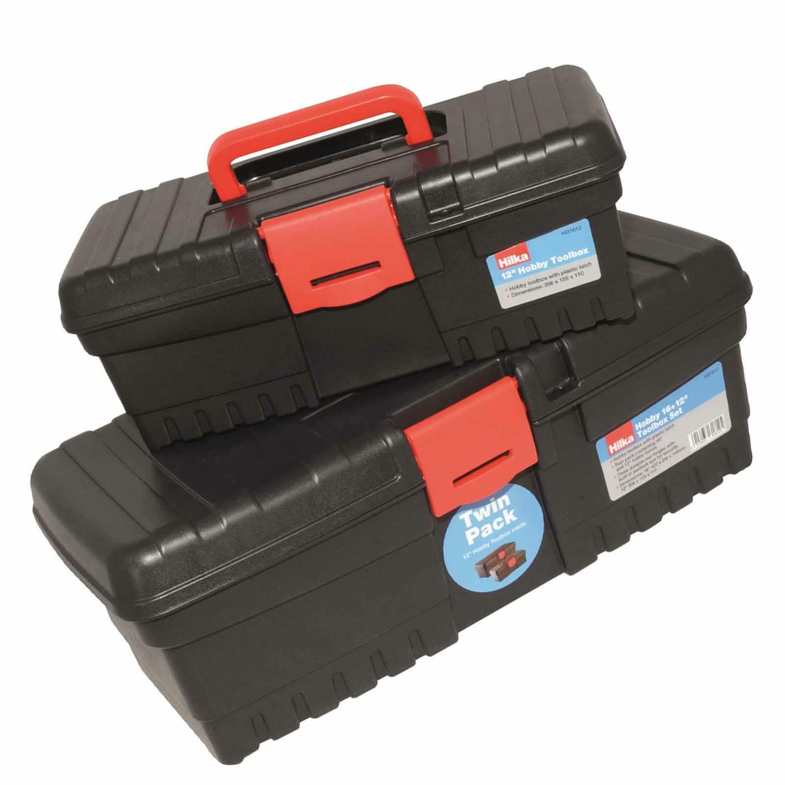 2 Pc Hobby Tool Box 16" + 12" Storage Carry Case Handle Latch Art Craft ...