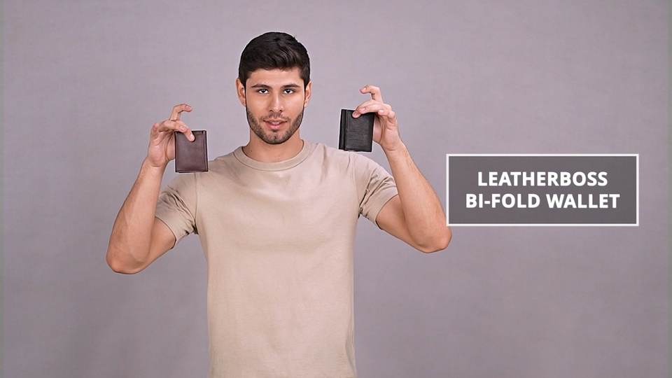 Leatherboss Genuine Leather Men RFID Credit Card slots Trifold Wallet ...