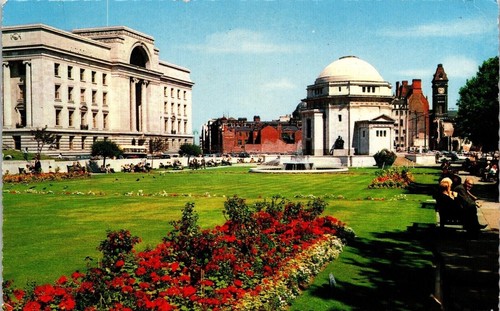 Birmingham Hall Civic Center Flower Garden People Clock Postcard ...