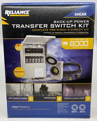Reliance 8000-Watt 6-Circuit 30A Generator Transfer Switch Kit 306LRK ...
