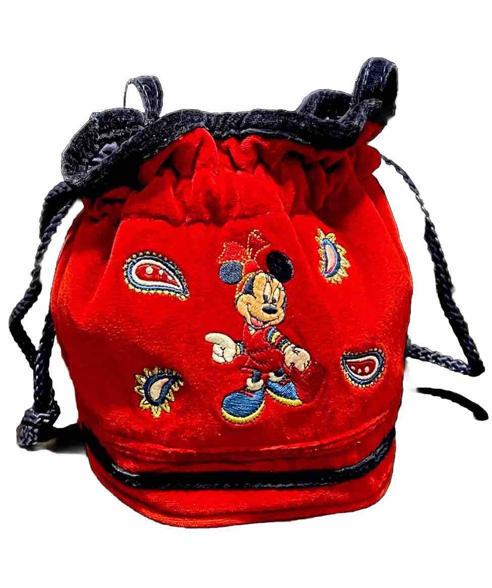Disney Store Minnie Mouse Red Blue Velvet Embroidered Paisley Small ...