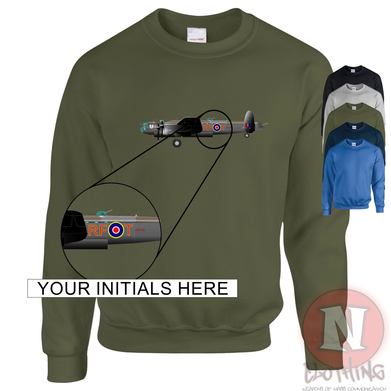 Lancaster personalised Sweatshirt. Your initials. Battle of Britain RAF ...