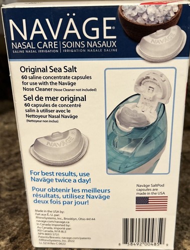 NEW Navage Nasal Care Original 60 Saltpods Exp 8/27 **2-Day Priority ...