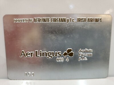 AER LINGUS, IRISH AIRLINES, Airlines Travel Agent Validation Plate ...