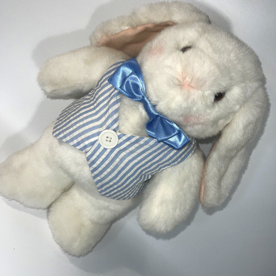 RET EUC Hallmark Uncle E The Easter Bunny Pin Striped Vest Stuffed ...