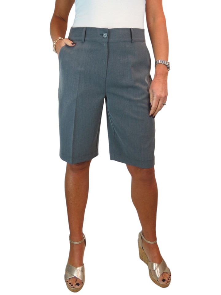 Ladies High Waist Tailored Knee Length Shorts Summer Smart Casual Day ...