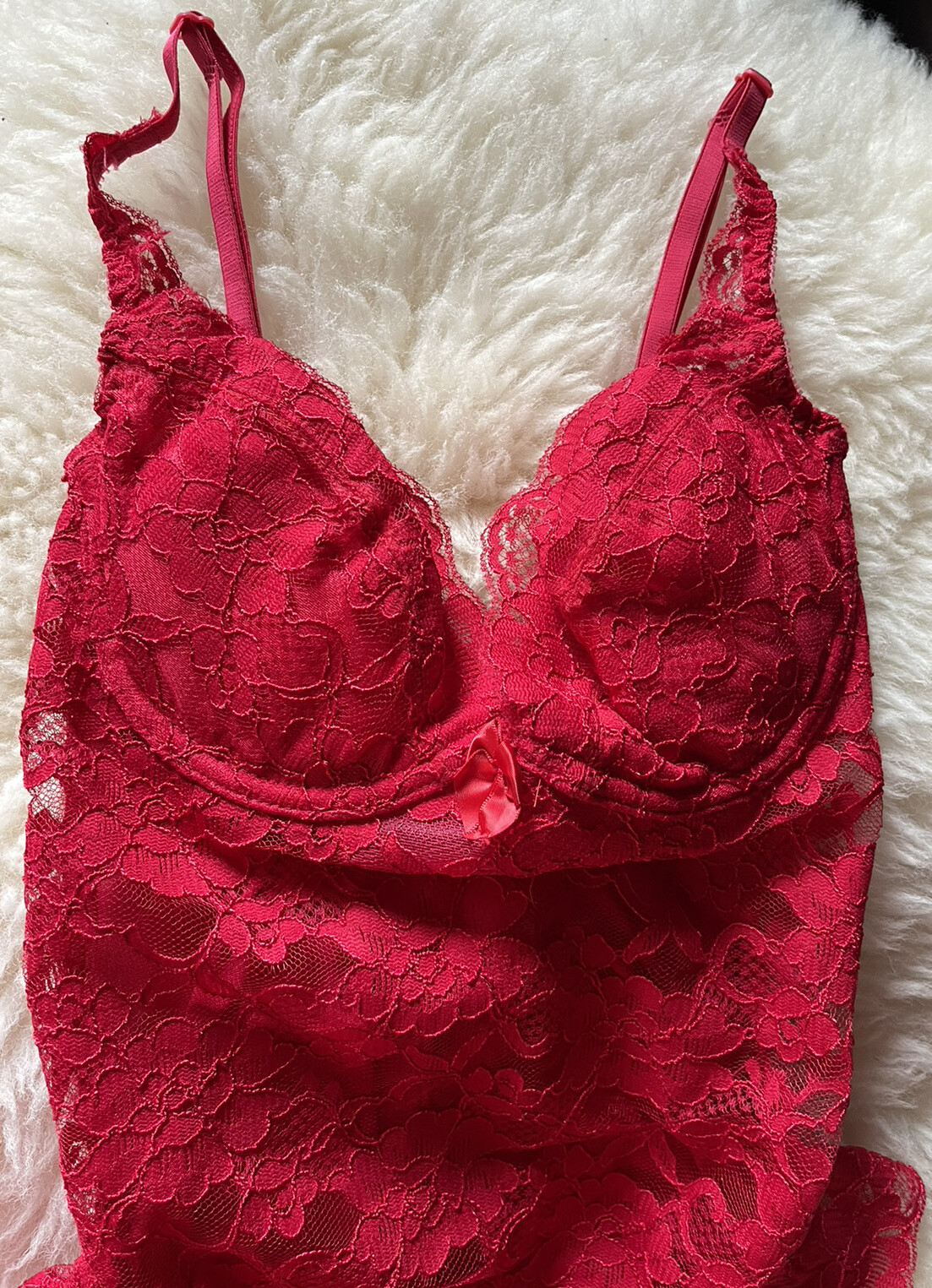 VICTORIA'S SECRET Teddy Red Lace Gold Label Vintage … - Gem