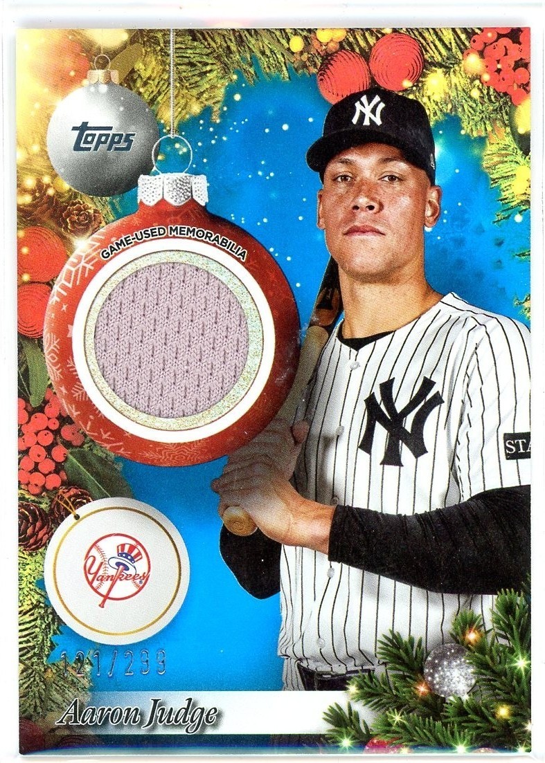 2025 Topps Holiday - Relics Aaron Judge #PR-AJ Blue Metallic /299 (MEM ...