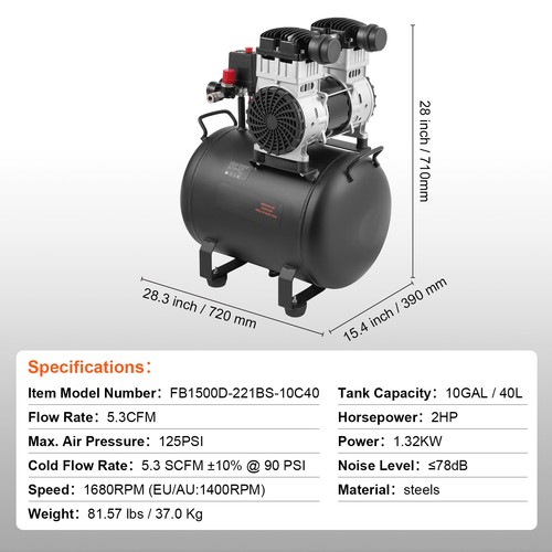 Air Compressor Compact Portable Oil Free Compressor 10 Gallon 90 PSI | eBay