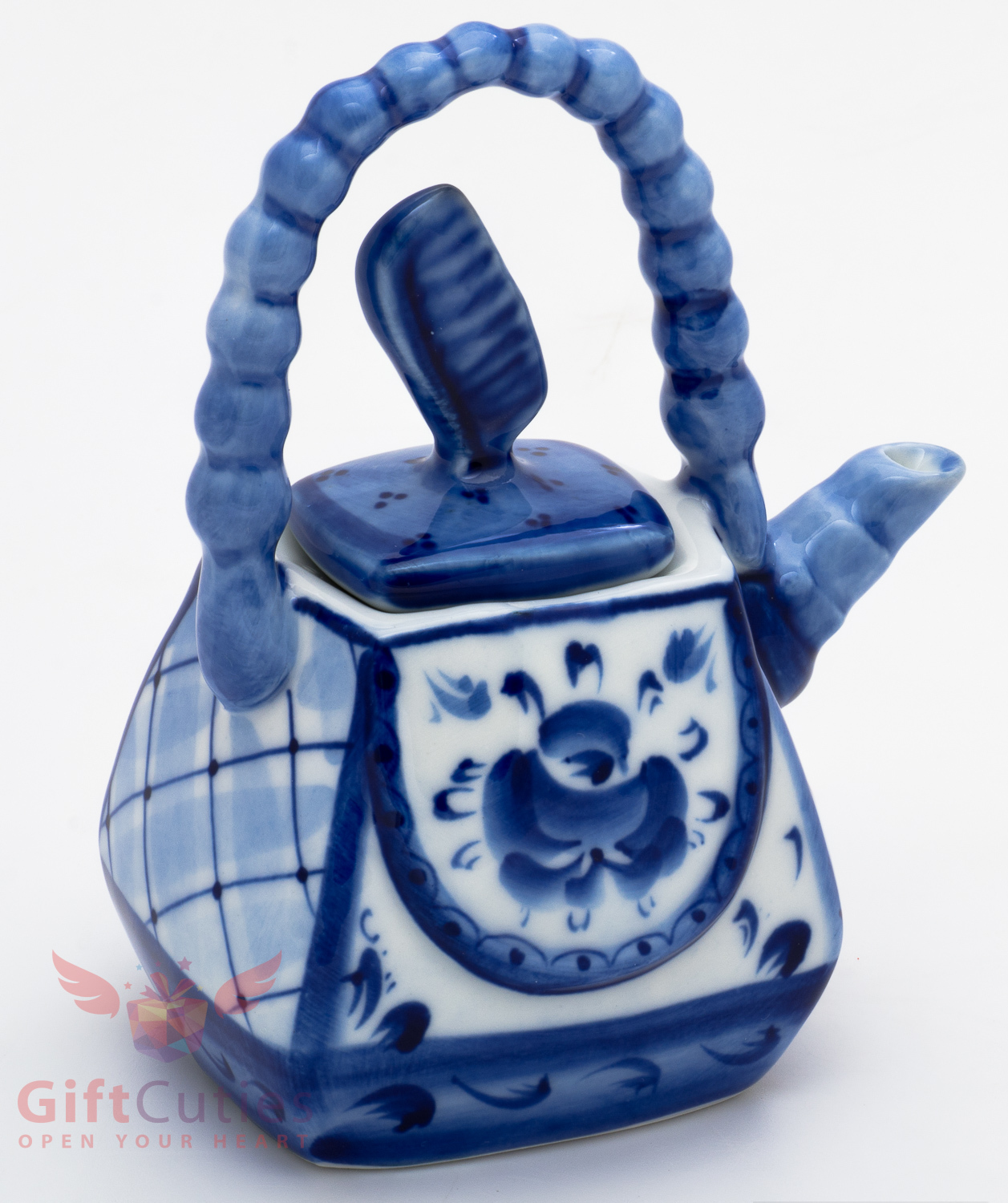 Porcelain Gzhel teapot in shape of inkwell server handmade in Russia | eBay