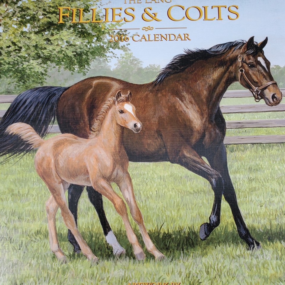 2016 LANG HORSE CALENDAR Frame FILLIES & COLTS ART by Persis C. Weirs w ...