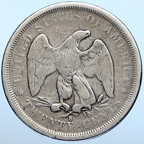 1875 S UNITED STATES US Silver SEATED LIBERTY 20 Twenty Cents Coin ...