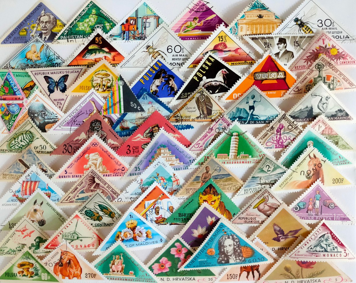 Mail Stamps 50 Rare Triangle Stamps Collection - Worldwide Vintage ...