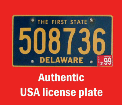 DELAWARE REAL AUTHENTIC LICENSE PLATE AUTO NUMBER CAR TAG FIRST COLONY ...