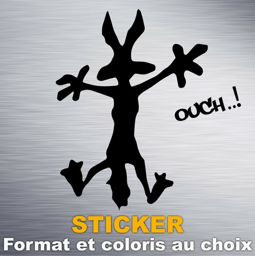 Sticker COYOTE crash ouch autocollant cartoon humour carrosserie ...