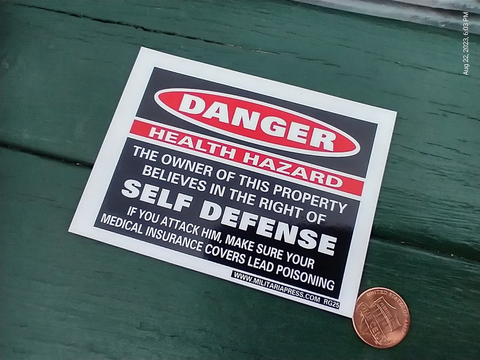 Small 4X3" Decal Sticker DANGER HEALTH HAZARDTHE OWNER PRACTICES SELF ...