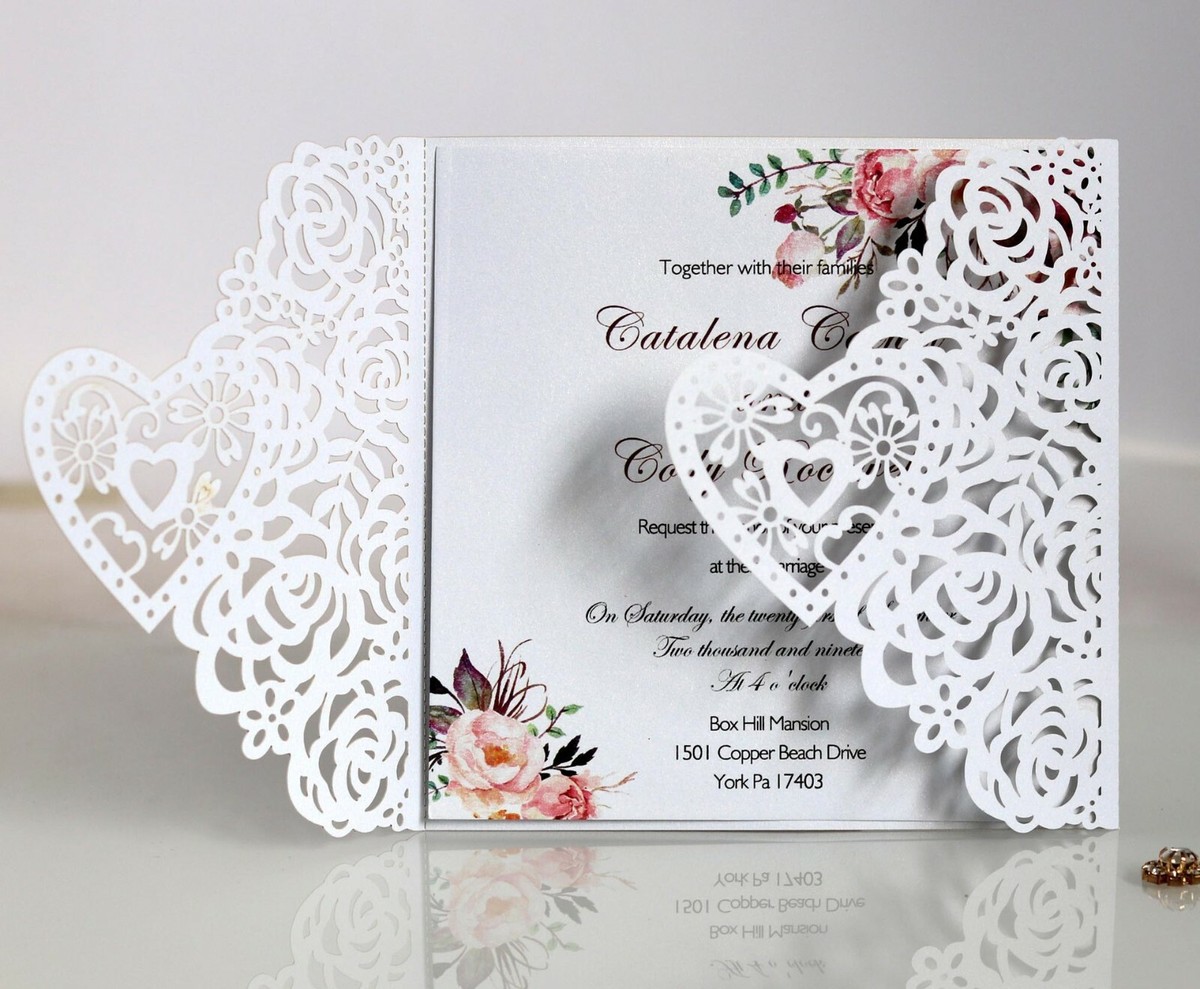 Laser Cut Wedding Invitation Heart