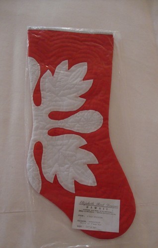 Christmas: Elizabeth Root Designs-Hawaii Red+White Quilted Stocking ...