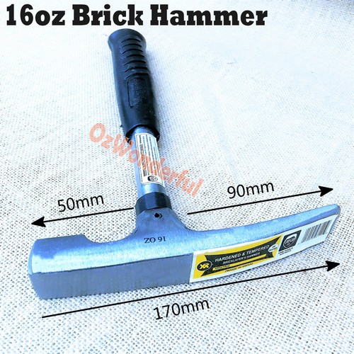 16oz STRIKING FACE BRICKLAYERS Chisel Edge BRICK HAMMER w/ rubber grip ...