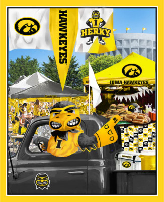 NCAA University of Iowa Tailgate Panel 36" Cotton Fabric by the Panel ...