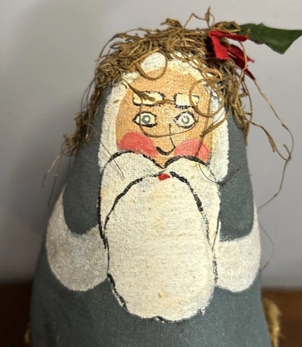 Hand Painted Fabric Santa Signed Decor Christmas Primitive Folk Art | eBay