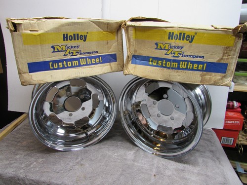NOS Mickey Thompson Holley Chrome Deep Dish Mag Rims 14x7, 4 3/4 bolt ...