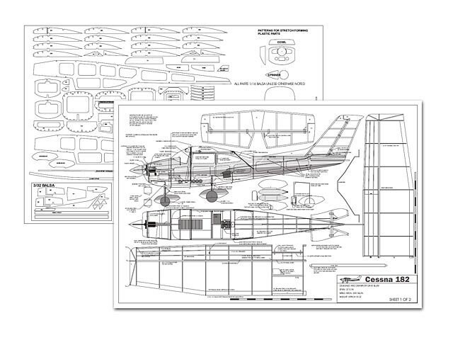Cessna 182 Skylane Electric 37" Wing RC Model Airplane Printed Plans ...