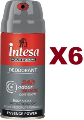 6 PZ INTESA POUR HOMME DEODORANT 24H ODOUR BLOCK COMPLEX BODY SPRAY ...