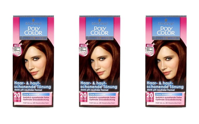 3x Schwarzkopf Poly Color Tönungs-Wäsche 20 Kastanie EAN4015100710328 ...