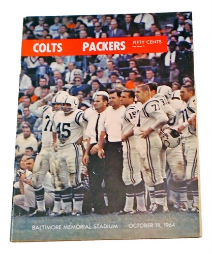 1964 NFL Colts v Packers Program 10/18 Don Shula John Unitas Bart Starr ...