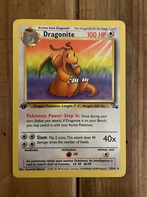 Pokémon TCG Dragonite - Fossil - 19 - 1st Edition - 1999 Wizards Base ...