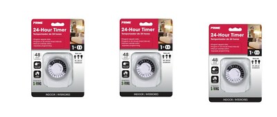 3 pack Prime 24-Hour Timer, Indoor, Easy To Use Push Pins, FREE ...