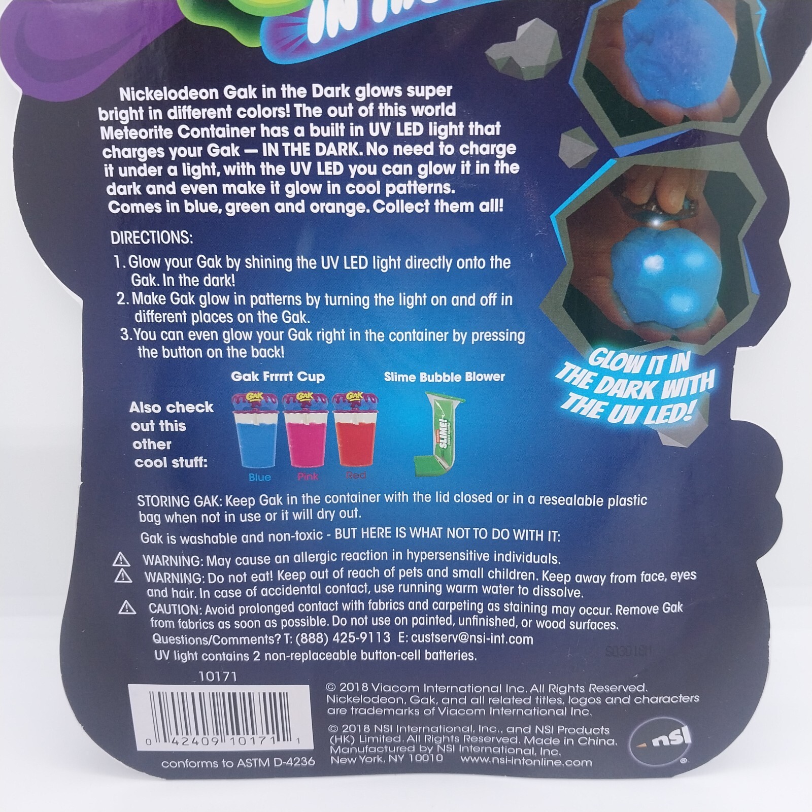 Nickelodeon GAK in The Dark With UV Light - Glows Blue for sale online ...
