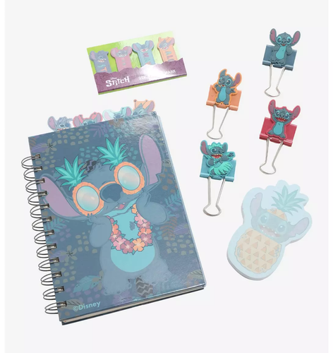 Disney Lilo & Stitch Tropical Stationery Set Tab Journal Binder Clips ...