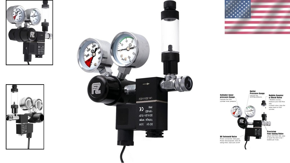 Durable Aquarium CO2 Regulator DC Solenoid, Modern Style, Split-Type ...