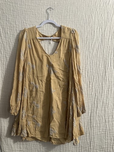 FREE PEOPLE EMMA AUSTIN BURNT ORANGE EMBROIDERED TUNIC SHIFT MINI DRESS ...