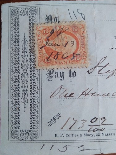 Lot of 5 Old Bank Checks 1866-1899 Iron Bank Morristown NJ, Used ...