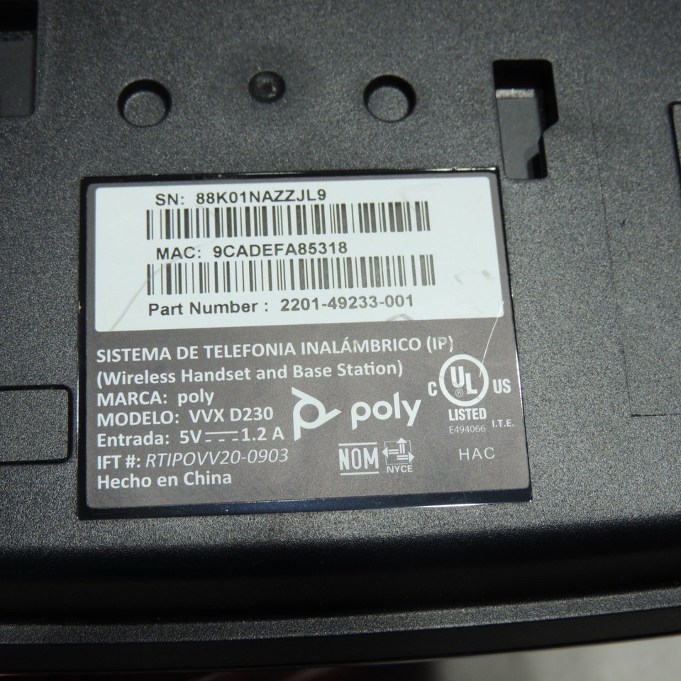 Poly VVX D230 Wireless Cordless Phone & Base Station w/ Power Cable | eBay