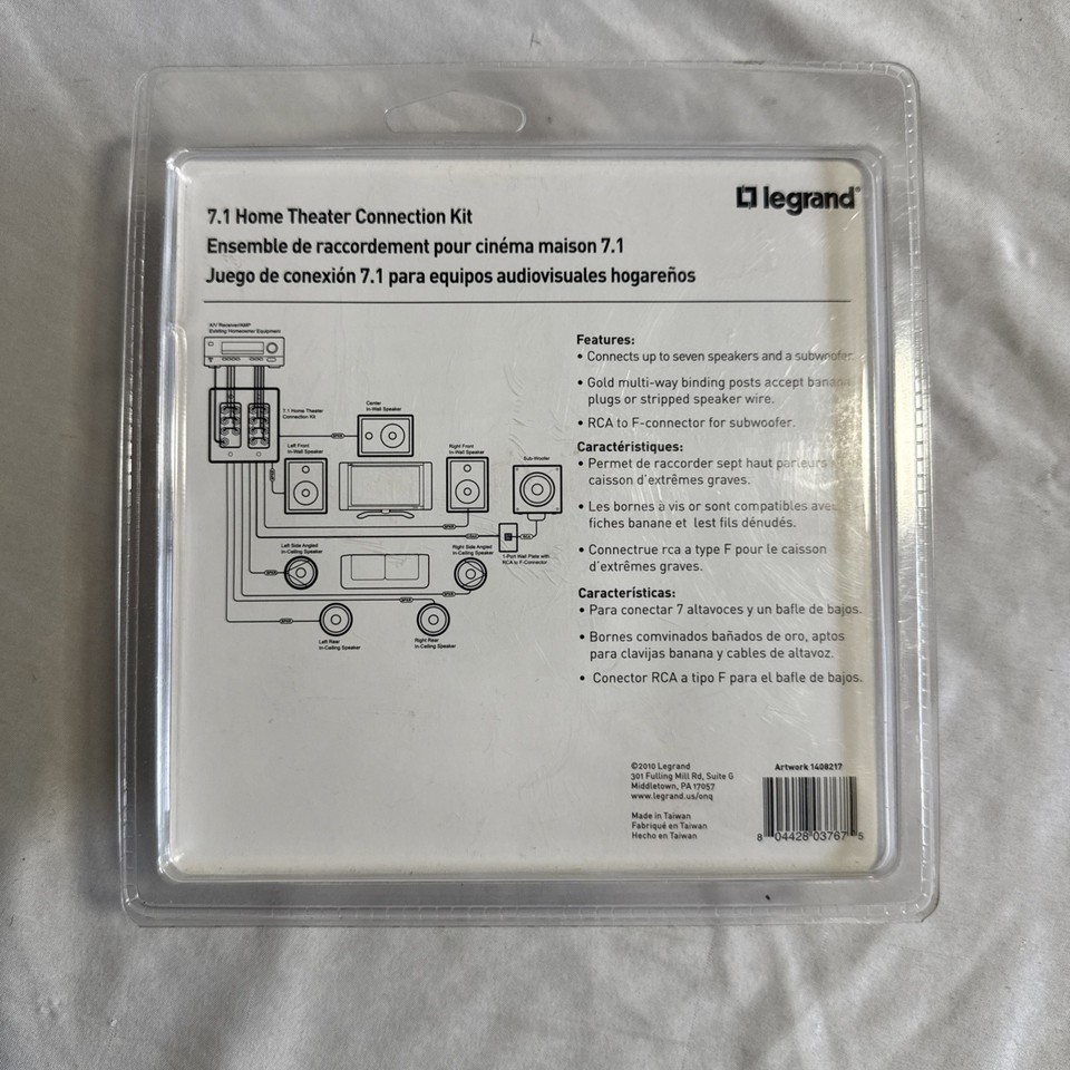 Legrand 7.1 Home Theater Connection Kit Audio On-Q Part WP9009-WH-V1 ...