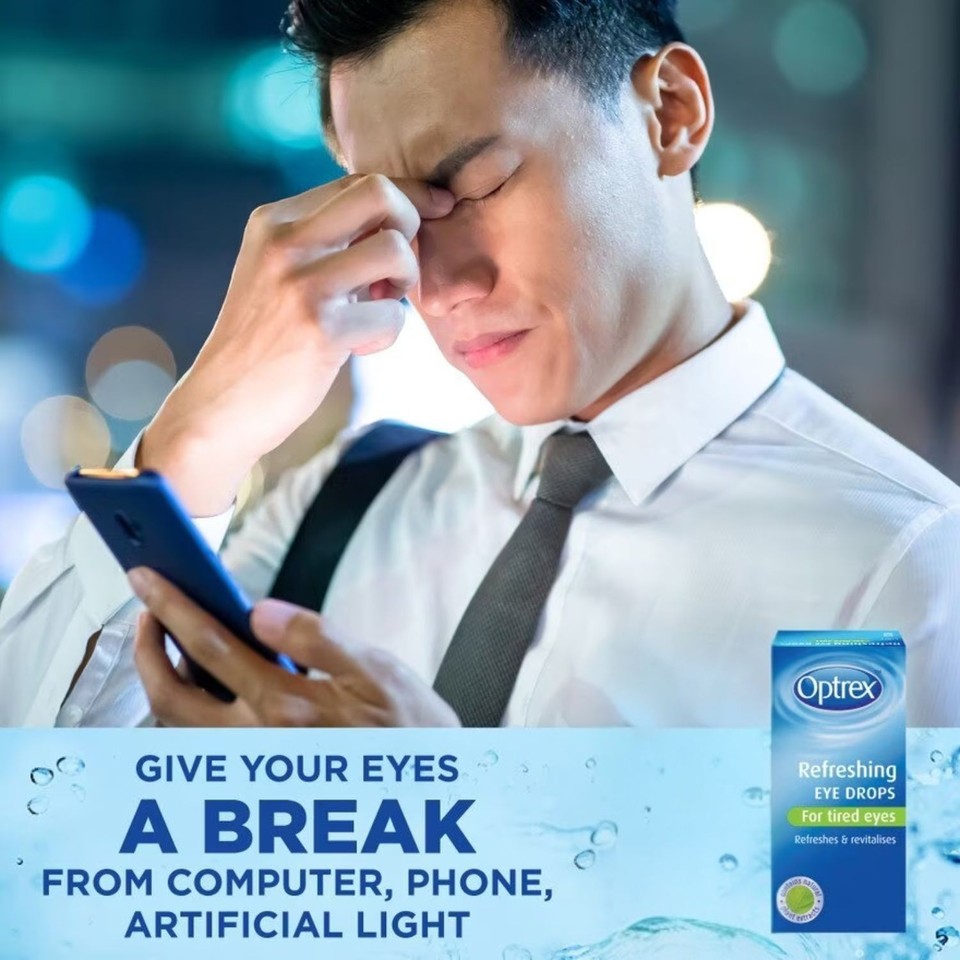 2x OPTREX Erfrischende Augentropfen lindern müde & gereizte Augen ...